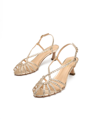 ZŁOTE SANDAŁY NA SZPILCE HEGO'S Milano 2030-E CRISTAL OURO LIGHT